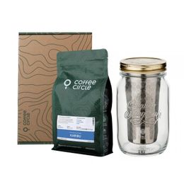 Coffee Circle Cold Brew Sommer Set, Cold Brew Zubereiter + 250 g Kaffee, Brewjar Cold Brew Jar, schokoladig-nussiger Geschmack, ganze Bohne, in Geschenkbox