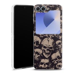 DeinDesign Galaxy Z Flip 6 Handy Hard Case Schutzh&uuml;lle transparent Smartphone Handy H&uuml;lle Totenkopf Gothic Halloween Hard Case