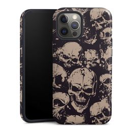 DeinDesign iPhone 12 Pro Max Handy Panzer Handyh&uuml;lle robuste Outdoor H&uuml;lle Schutzh&uuml;lle gl&auml;nzend Totenkopf Halloween Gothic Tough Case