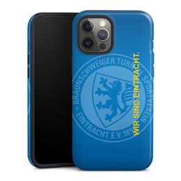 DeinDesign iPhone 12 Pro Max Handy Panzer Handyh&uuml;lle robuste Outdoor H&uuml;lle Schutzh&uuml;lle gl&auml;nzend Official Licensed Product Eintracht Braunschweig Statement Tough 