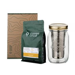 Coffee Circle Cold Brew Sommer Set, Cold Brew Zubereiter + 250 g Kaffee, Brewjar Cold Brew Jar, klassisch-kr&auml;ftiger Geschmack, gemahlen, in Geschenkbox