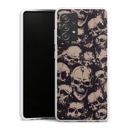 DeinDesign Galaxy A52s 5G Handy Silikon H&uuml;lle Case wei&szlig; Handyh&uuml;lle Totenkopf Halloween Gothic Silikon Case