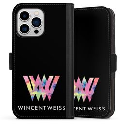 DeinDesign iPhone 13 Pro Handy Klapph&uuml;lle Handyh&uuml;lle aus Kunst Leder schwarz Flip Case Official Licensed Product Wincent Weiss Music Sideflip mit Lasche