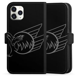 DeinDesign iPhone 11 Pro Handy Klapph&uuml;lle Handyh&uuml;lle aus Kunst Leder schwarz Flip Case Adler Mannheim Ice Hockey Sports Sideflip mit Lasche