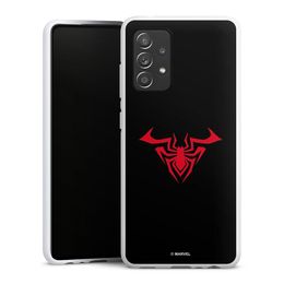 DeinDesign Galaxy A52s 5G Handy Silikon H&uuml;lle Case wei&szlig; Handyh&uuml;lle Spiderman Logo Marvel Silikon Case