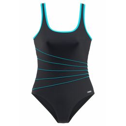 Lascana Damen Badeanzug, schwarz-t&uuml;rkis, Gr&ouml;&szlig;e 44