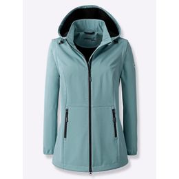 WITT Damen Softshelljacke mit weitenregulierbarer Kapuze, jade, Gr&ouml;&szlig;e 46