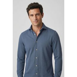 Marc O'Polo Langarmhemd MARC O'POLO, Herren, Gr. L, N-Gr, blau (storm), Piqu&eacute;, Obermaterial: 100% Baumwolle, 2-Knopf-Manschette, Hemden, Shaped Fit, mit feiner Piqu&eacute;-Struktur