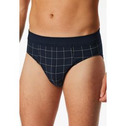 Minislip Schiesser "Fine Interlock", Herren, Gr. 8, blau (804, blau), Interlock, Obermaterial: 95% Baumwolle, 5% Elasthan, k&ouml;rpernah, Unterhosen, kariert, ohne Eingriff, softer Bund