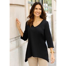 Schlupfbluse Classic Basics, Damen, Gr. 50, schwarz, 100% Polyester, unifarben, V-Ausschnitt, Blusen Schlupfbluse