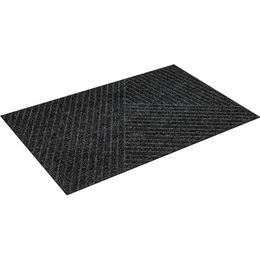 Fu&szlig;matte "Stripes", grau (schwarz, grau), B:45cm H:8mm L:75cm, Polyester, wash+dry by Kleen-Tex, Teppiche, Schmutzfangl&auml;ufer, Schmutzfangmatte, dezentes Streifen Design, waschbar
