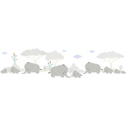 A.S. Cr&eacute;ation Bord&uuml;re A.S. CR&Eacute;ATION "Elephant Family", wei&szlig; (wei&szlig; beige grau), B:0,16m L:5m, Papier, Tapeten, Tapete Kinder Borte Wohnzimmer Schlafzimmer K&uuml;che Design Kinderzimmer
