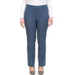 Stoffhose KjBRAND "Bea", Damen, Gr. 56, N-Gr, blau (mittelblau gestreift), Web, Obermaterial: 47% Baumwolle, 45% Polyester, 6% Viskose, 2% Elasthan, normal lang, Hosen Stoffhose, Sommerhose optimale Passform in Quer-Stretch