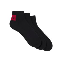 Freizeitsocken HUGO UNDERWEAR, Herren, Gr. 43-46, schwarz, Baumwollmischung, unifarben mit Farbeinsatz, elastisch, Socken, mit kontrastfarbenem HUGO Logo
