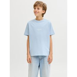 Jack & Jones T-Shirt JACK & JONES JUNIOR "JJESOHO TEE SS CREW NECK NOOS JNR", Jungen, Gr. 152, celestial blau, Single Jersey, Obermaterial: 100% Baumwolle, bedruckt, regular fit normal, Rundhals, Shirts T-Shirt