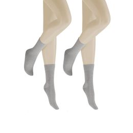Socken Hudson "ONLY 2-PACK", Damen, Gr. 35-38, silber, Obermaterial: 75% Baumwolle, 23% Polyamid, 2% Elasthan, normal, Socken Socken, Komfortbund mit weitem Fu&szlig;ausschnitt