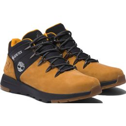 Schn&uuml;rboots Timberland "SPRINT TREKKER MID LACE UP WATERPROOF SNEAKER", Herren, Gr. 47,5, gelb (wheat, schwarz), Leder, Synthetik, Schuhe Schn&uuml;rboots, Winterstiefel, Schn&uuml;rstiefel, Winterschuhe, wasserdicht