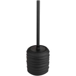 WC-Garnitur Wenko "Illana", schwarz, H:38,5cm L:8,5cm, Reinigungsb&uuml;rsten, Keramik mit Soft-Touch-Beschichtung, Toilettenb&uuml;rste mit Abdeckung