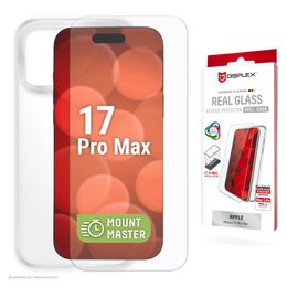 Displex Displayschutzglas "Real Glass Screen Protector + Case mit EASY-ON MountMaster", transparent, B:9cm H:2,5cm T:20,3mm, Displayfolien, Displayschutzfolie, Schutzfolie, Bildschirmschutz, kratz- & sto&szlig;fest