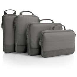 Kofferorganizer Heys "Ecotex Compression Packing Cube", Gr. B/H/T: 35,6cm x 29,2cm x 12,7cm, grau (grau stone), Nylon, unifarben, Taschen, komprimierbare Packw&uuml;rfel, Packtaschen, Organizer f&uuml;r Koffer