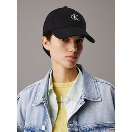 Baseball Cap Calvin Klein Jeans "EMBROIDERED MONOGRAM CAP", Damen, schwarz, Stoff, Baumwolle, unifarben, Caps, mit Logostickerei