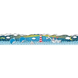 A.S. Cr&eacute;ation Bord&uuml;re A.S. CR&Eacute;ATION "Fishing Captain", blau (dunkelblau wei&szlig; gelb), B:0,16m L:5m, Papier, Tapeten, Kindertapete Tapete f&uuml;r Baby- und Kinderzimme Borte Design Wandtapete