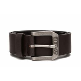 Lederg&uuml;rtel Replay, Herren, Gr. 95, schwarz (schwarzbown), Rindsleder, unifarben, G&uuml;rtel Lederg&uuml;rtel, mit matter Schlie&szlig;e