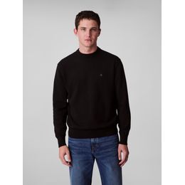Strickpullover Calvin Klein Jeans "LS EZ COTTON CREWNK SWEATER 12GG", Herren, Gr. XL, schwarz, Strick, Obermaterial: 100% Baumwolle, unifarben, l&auml;ssig geschnitten normal, Rundhals, angeschnitten Rippb&uuml;ndchen, Pullover Strickpullover, Mit Rundhalsausschnitt