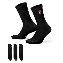 Sportsocken Nike "U NK ED ELVD CRW 3P TENNIS 144", Damen, Gr. L (42/45), schwarz (multi, color), Obermaterial: 67% Baumwolle, 30% Polyester, 3% Elasthan, Socken Sportsocken, f&uuml;r Erwachsene, im 3er-Set