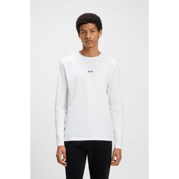 Langarmshirt BOSS Orange "TChark", Jungen, Gr. M, wei&szlig;, Single Jersey, Obermaterial: 96% Baumwolle, 4% Elasthan, bestickt, unifarben, regular fit h&uuml;ftlang, Rundhals, Shirts Langarmshirt, mit Rundhalsausschnitt