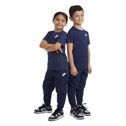 T-Shirt Nike Sportswear "NKN NSW EMBROID FUTURA TEE", M&auml;dchen, Gr. 104 (4), blau, Jersey, Obermaterial: 60% Baumwolle, 40% Polyester, unifarben, normal, Rundhals, Shirts T-Shirt, f&uuml;r Kinder, sportlicher Stil, Rundhalsausschnitt
