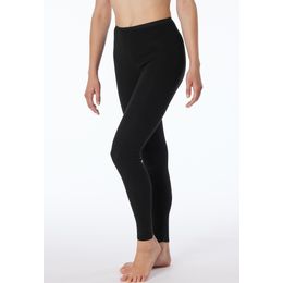 Lange Unterhose Schiesser "Luxury", Damen, Gr. 36, schwarz (000, schwarz), Feinripp, Obermaterial: 97% Baumwolle, 3% Elasthan, unifarben, k&ouml;rpernah, Unterhosen Lange Unterhose, mit dezent schimmernder Glanznaht