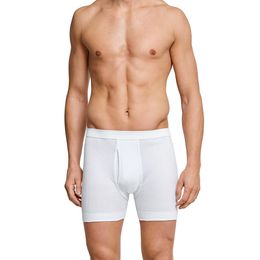 Boxershorts Schiesser "Essentials", Herren, Gr. 5, wei&szlig; (100, wei&szlig;), Doppelripp, Obermaterial: 100% Baumwolle, k&ouml;rpernah, Unterhosen, Softbund, Doppelripp-Qualit&auml;t, Baumwolle, mit Eingriff