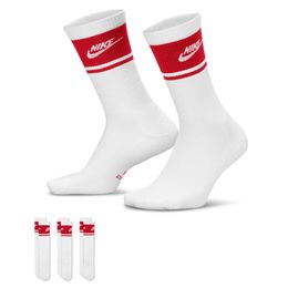 Sportsocken Nike "U NK ED ELVD CRW 3P FTA ST-144", Damen, Gr. L (42/45), wei&szlig; (multi, color3), Obermaterial: 67% Baumwolle, 30% Polyester, 3% Elasthan, Socken Sportsocken, f&uuml;r sportliche Aktivit&auml;ten