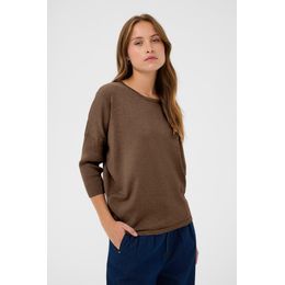 Saint Tropez Damen Rundhalspullover "A2561, MilaSZ R-Neck"fondue fudge melange, Gr. XS, meliert, Strick, Obermaterial: 80% Viskose, 20% Polyacryl,