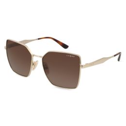 Vogue eyewear VO4284S | Damen-Sonnenbrille | Fassung: Vollrand, Quadratisch, Metall, Gold Hell | Glasfarbe: Braun Verlaufend