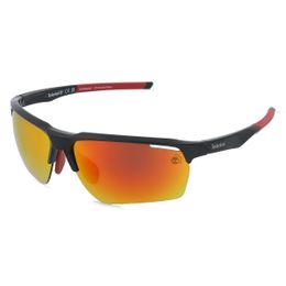 Timberland TB00068 | Herren-Sonnenbrille | Fassung: Halbrand, Eckig, Kunststoff, Schwarz Gl&auml;nzend | Glasfarbe: Grau Verlaufend