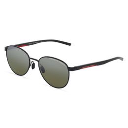 Porsche Design 8945 | Unisex-Sonnenbrille | Fassung: Vollrand, Panto, Metall, Schwarz Gl&auml;nzend | Glasfarbe: Gr&uuml;n