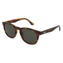 Police SPLP22 | Unisex-Sonnenbrille | Fassung: Vollrand, Panto, Acetat, Braun Gl&auml;nzend | Glasfarbe: Gr&uuml;n