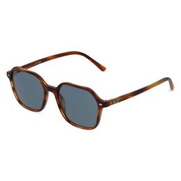Ray-Ban RB 2194 JOHN | Unisex-Sonnenbrille | Fassung: Vollrand, Quadratisch, Acetat, Havanna Gestreift | Glasfarbe: Blau