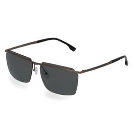 Fielmann CY 010 SUN CL | Herren-Sonnenbrille | Fassung: Randlos, Quadratisch, Edelstahl, Gun | Glasfarbe: Grau