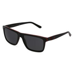 Polo by Ralph Lauren PH4153 | Herren-Sonnenbrille | Fassung: Vollrand, Quadratisch, Kunststoff, Schwarz Rot | Glasfarbe: Grau