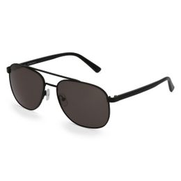 Fielmann MT 009 SUN CL | Herren-Sonnenbrille | Fassung: Vollrand, Pilot, Edelstahl, Schwarz Matt | Glasfarbe: Grau