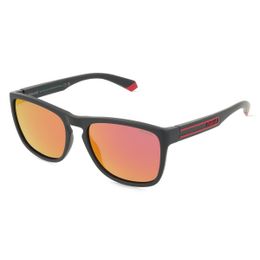 Polaroid 207372 | Unisex-Sonnenbrille | Fassung: Vollrand, Eckig, Kunststoff, Schwarz Rot | Glasfarbe: Rot