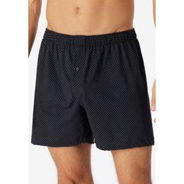 Weiter Boxer Schiesser "Cotton Casual", Herren, Gr. 10, schwarz (000, schwarz), Single Jersey, Obermaterial: 100% Baumwolle, weit, Unterhosen, mit Eingriff, gepunktet