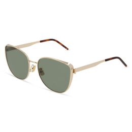 SAINT LAURENT SL M89 | Unisex-Sonnenbrille | Fassung: Vollrand, Butterfly, Metall, Gold | Glasfarbe: Gr&uuml;n