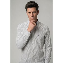 Langarmhemd Fynch-Hatton, Herren, Gr. M, N-Gr, wei&szlig; (navy check), Web, Obermaterial: 100% Baumwolle, gestreift, normal h&uuml;ftbedeckend, Rundhals, 2-Knopf-Manschette, Hemden, normale Passform, aus Baumwolle, mit Brusttasche