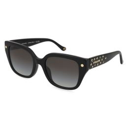 Coach 0HC8392U | Damen-Sonnenbrille | Fassung: Vollrand, Quadratisch, Acetat, Schwarz | Glasfarbe: Grau Verlaufend