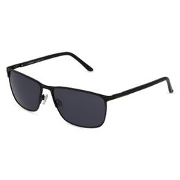 Fielmann 2196 SUN FLEX CL | Herren-Sonnenbrille | Fassung: Vollrand, Quadratisch, Metall, Schwarz Matt | Glasfarbe: Grau