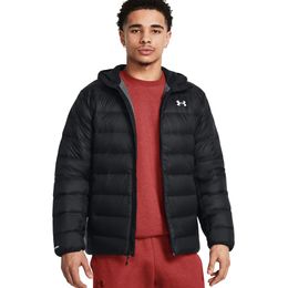 Daunenjacke Under Armour "LEGEND DOWN HOODED JACKET", Herren, Gr. L, schwarz-wei&szlig; (schwarz, schwarz, wei&szlig;), Obermaterial: 100% Nylon. Wattierung: 100% Entendaune, normal, Jacken Daunenjacke, mit geradem Abschluss, aus Nylon, mit Entendaunenf&uuml;llung